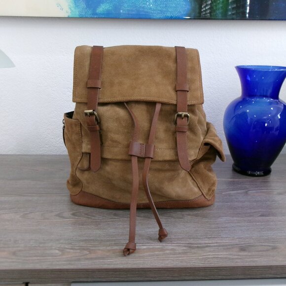 Scully | Bags | Scully Unisex Genuine Suede Leather Brown Backpack ...
